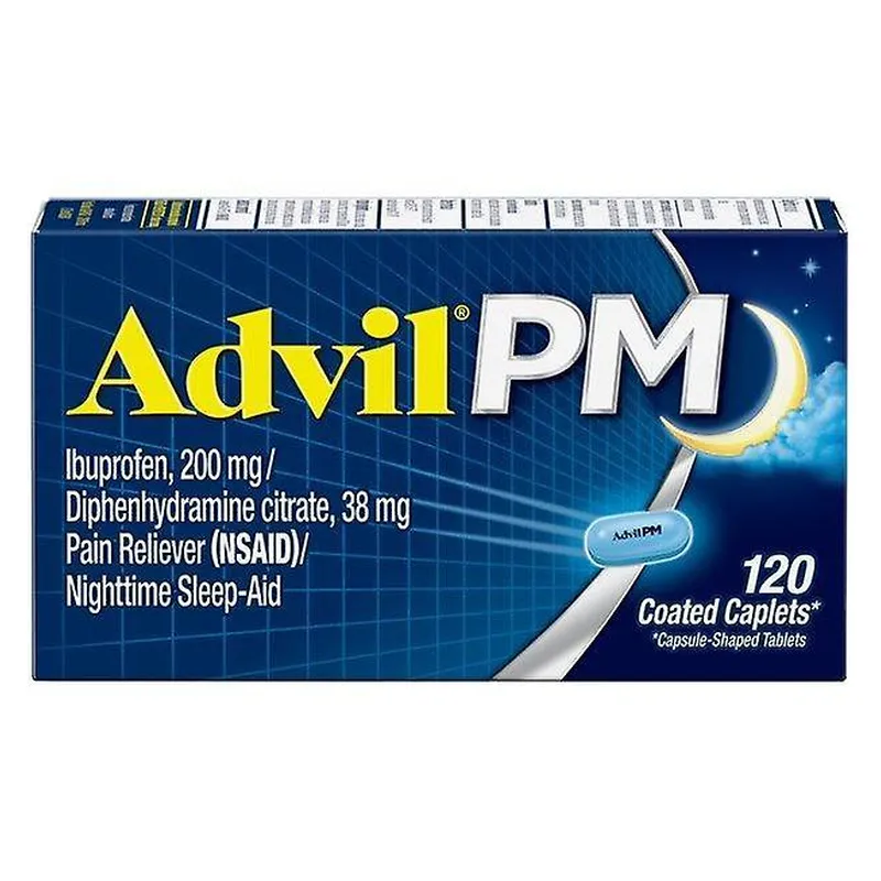 Advil PM Ibuprofen 200mg – 120 Coated Caplets - WellBeUp